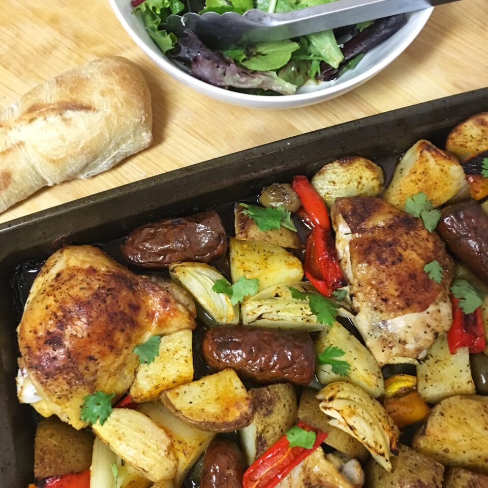 Spanish Chicken and Chorizo Tray Bake - Humble Oven